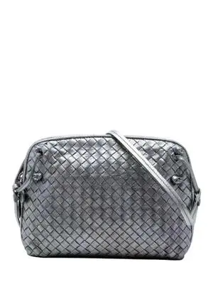 Bottega Veneta 2012-2025 Metallic Nappa Intrecciato Nodini Crossbody Bag Silver