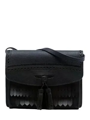 Burberry Grainy Calfskin Broguing Macken Crossbody Bag - Black