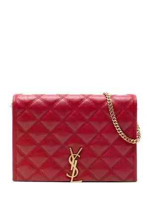 Saint Laurent 2020 Mini Quilted Lambskin Becky Chain Shoulder Bag - Red