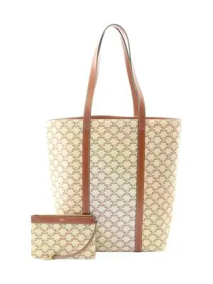 Celine 2023 Triomphe Coated Canvas Museum Tall Shopper Tote Bag - Neutrals