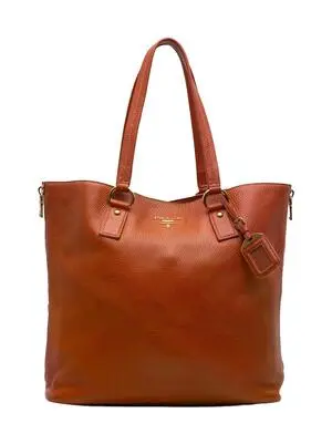 Prada Vittelo Daino Side Zip Shopper Tote Bag - Orange