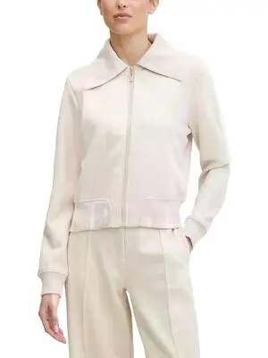 Guess Ribbed Collar Zip Sweater - Neutrals