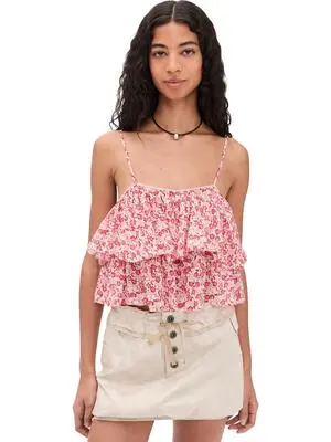 Isabel Marant Étoile Erisa Floral Print Tiered Ruffle Top - Red