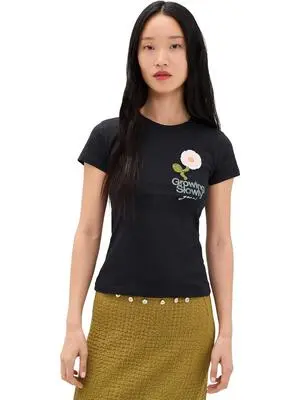 GANNI Crochet Patch Tee - Phantom