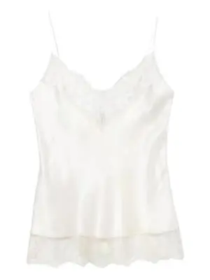 Carine Gilson Lace-trimmed Silk Camisole - Neutrals