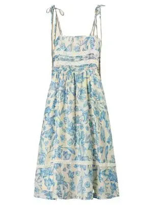 TWINSET Midi Floral-pattern Dress With Lace Trims - Neutrals