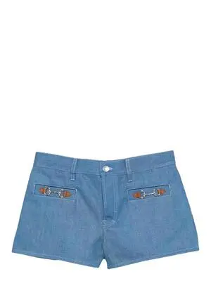 GUCCI Horsebit-Detail Cotton Denim Shorts