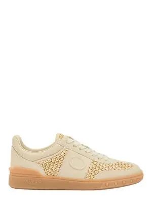 Valentino Garavani Panelled Raffia Sneakers - Beige