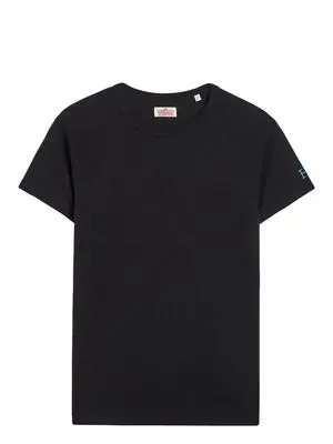 STRETCH FRAISE Ribbed Stretch-cotton T-shirt - Black