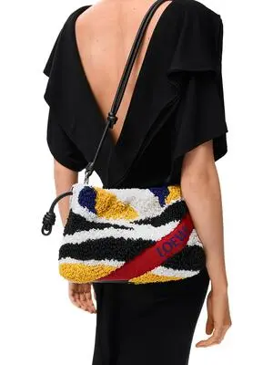 Loewe LOEWE Medium Flamenco Purse In Embroidered Nappa Leather Black/multicolor