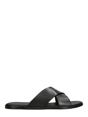 Magnanni Leather Cross Sandals - Black