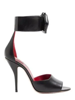 Valentino Garavani Drip Rose Kidskin Sandals With Crystals Black