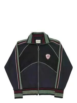 NICHOLAS DALEY Striped Logo-patch Jacket - Blue