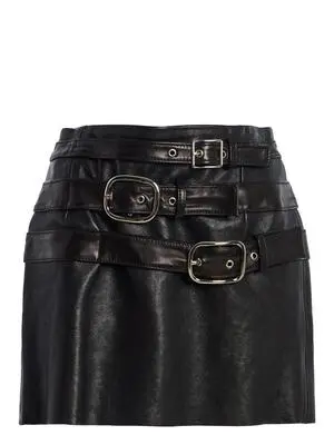 KATE HUNDLEY Belted Mini Leather Skirt
