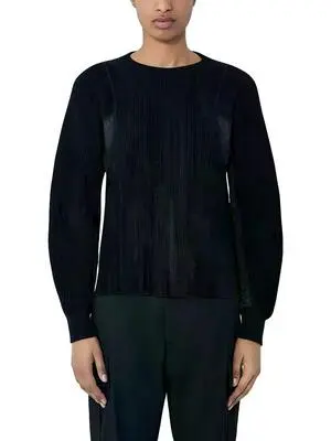 Moncler Ribbed Contrast-panel Sweater - Black