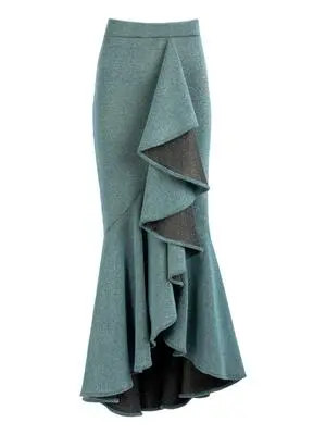 Silvia Tcherassi Metallic Ruffled Maxi Skirt - Blue