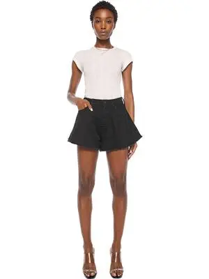 MOTHER The Flutter Fray Denim Shorts - Black