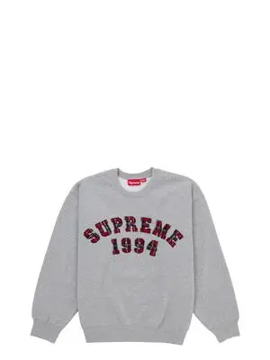 Supreme Plaid Arc Crewneck Sweatshirt - Heather Grey