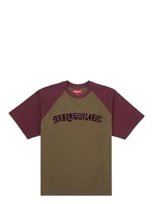 Supreme Rhinestone Raglan Short Sleeve Top - Olive