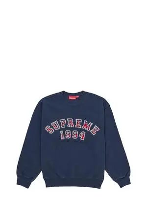 Supreme Plaid Arc Crewneck Sweatshirt - Navy Blue