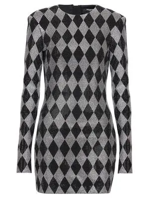 Balmain Short Rhinestone Dress - Black