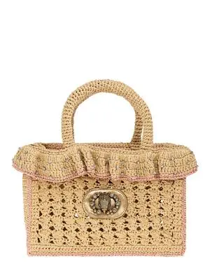 KURT GEIGER Chelsea Ruffle Raffia Top Handle Bag