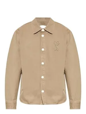 Ami Denim Jacket With Patch - Beige