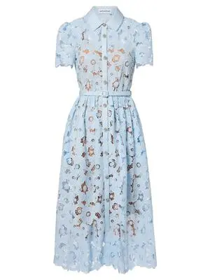 SELF-PORTRAIT Belted Lace Shirt Dress