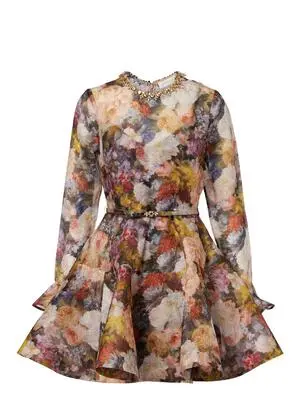 Zimmermann Alchemy Peplum Linen And Silk Minidress - Multicoloured
