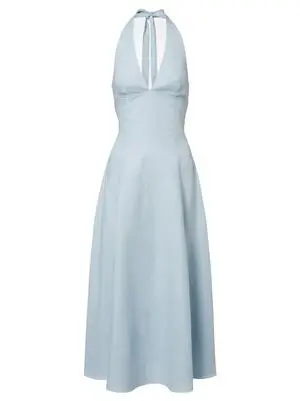 Faithfull The Brand Marais Shirred Linen Midi Dress - Blue