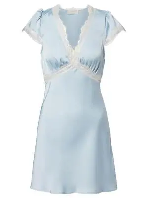 Faithfull The Brand Verena Lace-trimmed Satin Mini Dress - Blue