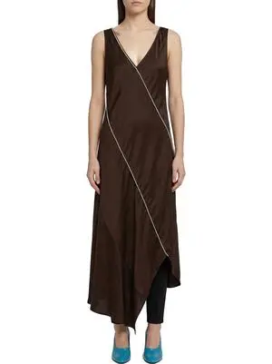 JIL SANDER Asymmetrical Embellished Maxi Dress - Violet