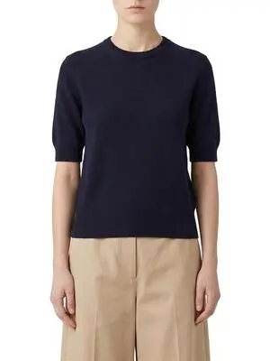 JIL SANDER Ribbed Crew Neck Sweater - Blue