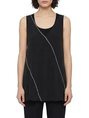 JIL SANDER Sleeveless V-neck Embellished Top - Black