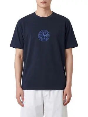 Stone Island Cotton T-shirt With Logo - Blue
