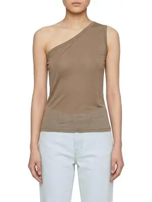 Rick Owens One Shoulder Cotton Top - Beige