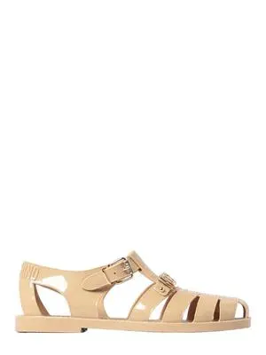Moschino Moschino Couture PVC Perforated Sandals With Adjustable Ankle Strap Brown
