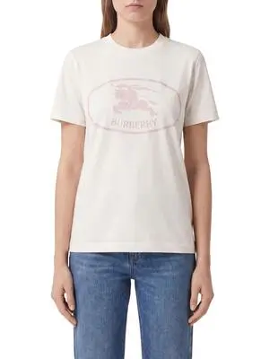 Burberry Cotton T-shirt With Equestrian Knight Logo - Pink