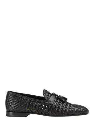 DOUCAL'S Woven Leather Loafers With Tassel Detail - Black