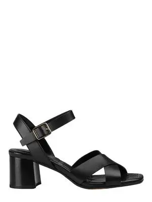 DOUCAL'S Leather Sandals With Adjustable Ankle Strap - Black