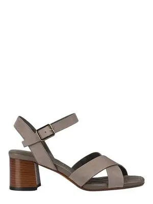 DOUCAL'S Suede Sandals With Adjustable Ankle Strap - Grey