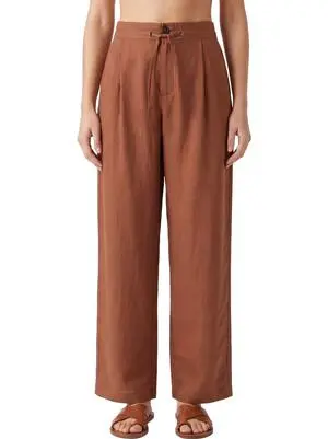 Brunello Cucinelli Viscose And Linen Trousers - Red