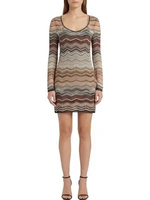Missoni Zigzag Knit Mini Dress - Brown