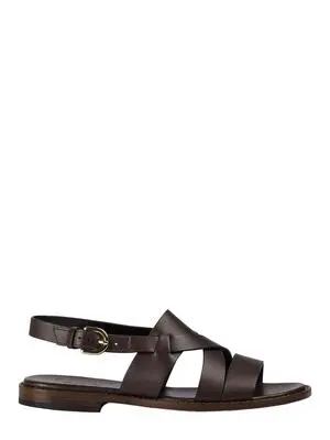 DOUCAL'S Leather Slingback Sandals - Coffee