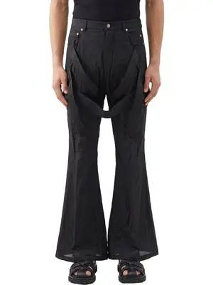 Rick Owens Flared Cupro Denim Jeans - Black