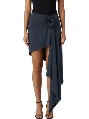 Magda Butrym Magda Butrym Asymmetrical Mini Skirt With Floral Embellishment Grey