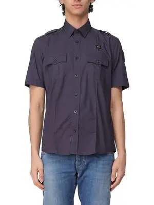 BLAUER. Casual Cotton Shirt Blue