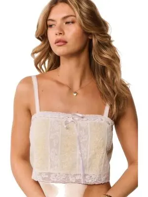 LoveShackFancy Quince Cotton Victorian Crop Top - Lemon Icing