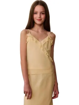LoveShackFancy Kalea Chiffon Ruffle Top - Butter Lemon