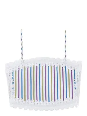 Claudie Pierlot Striped Lace-trim Cropped Cotton Top - Multicolored